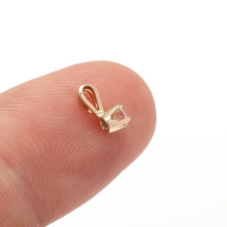 Mini Diamond Pendant, 14KT Yellow Gold, Simple Diamond Charm at 1stDibs