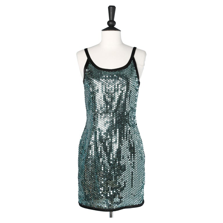 Mini dress with turquoise blue sequins D&G by Dolce&Gabbana For Sale at ...