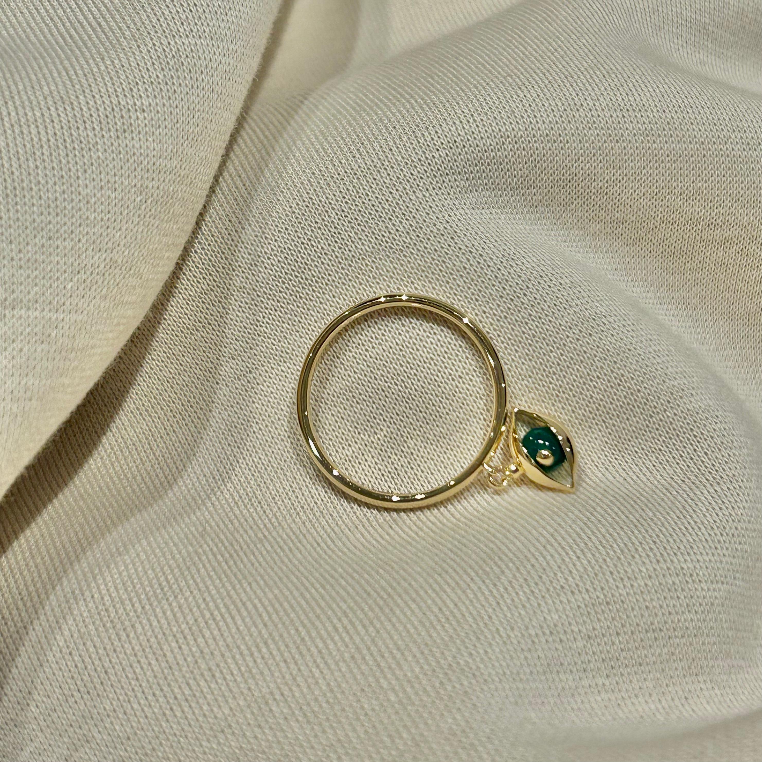 Mini Eye Ring 18 karat Yellow Gold Green Chalcedony For Sale at 1stDibs ...