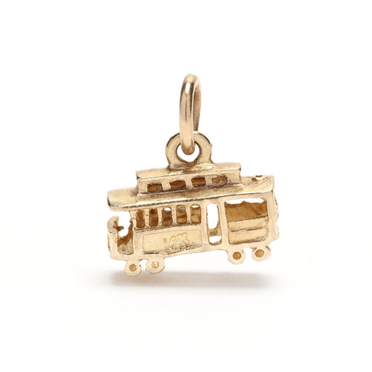 Mini Gold Cable Car Charm, 14KT Yellow Gold, San Francisco For Sale at ...