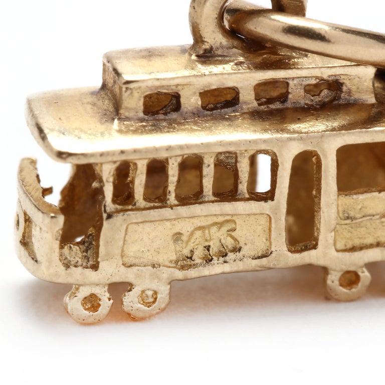 Mini Gold Cable Car Charm, 14KT Yellow Gold, San Francisco For Sale at ...
