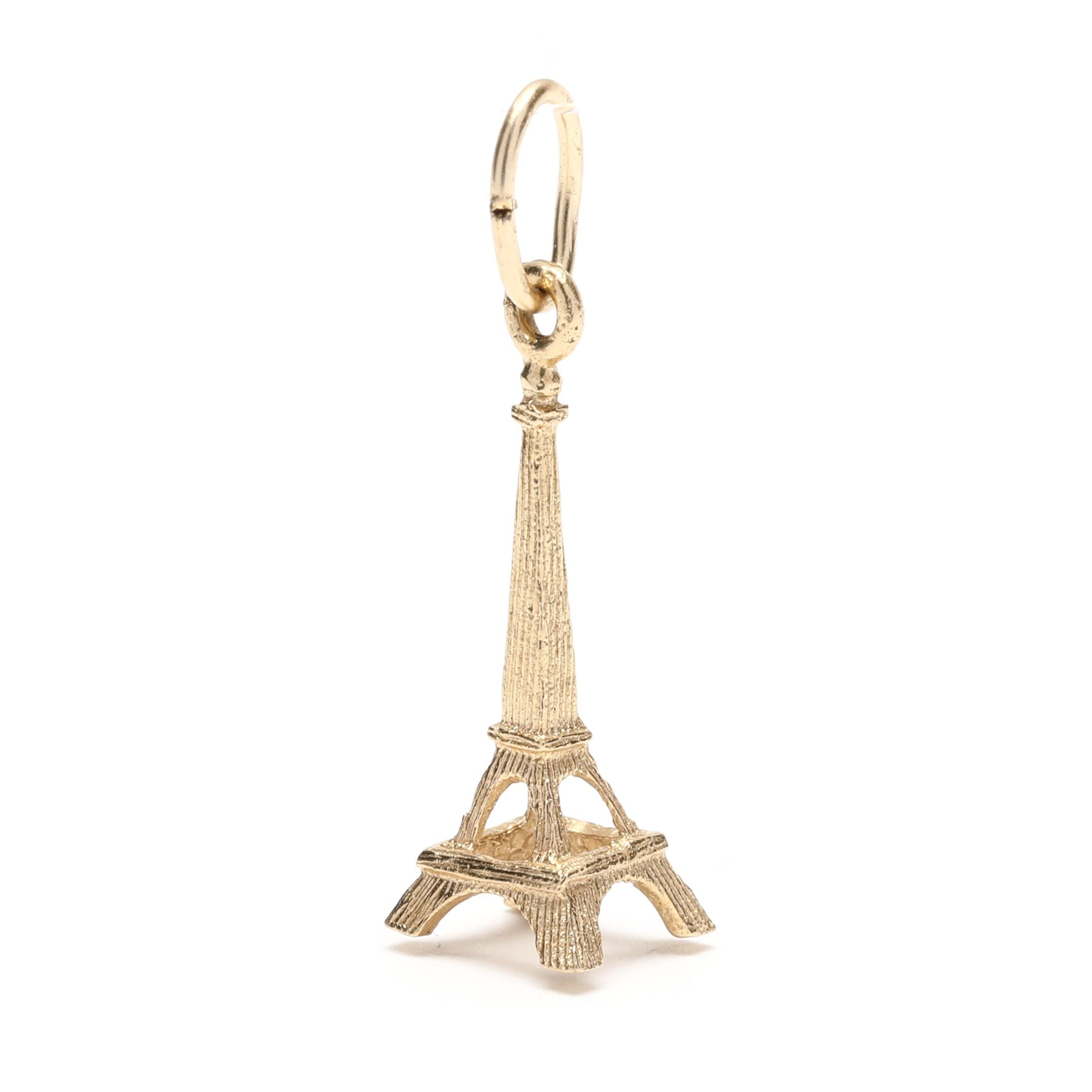 Mini Gold Eiffel Tower Charm, 14k Yellow Gold, Paris Travel For Sale at ...