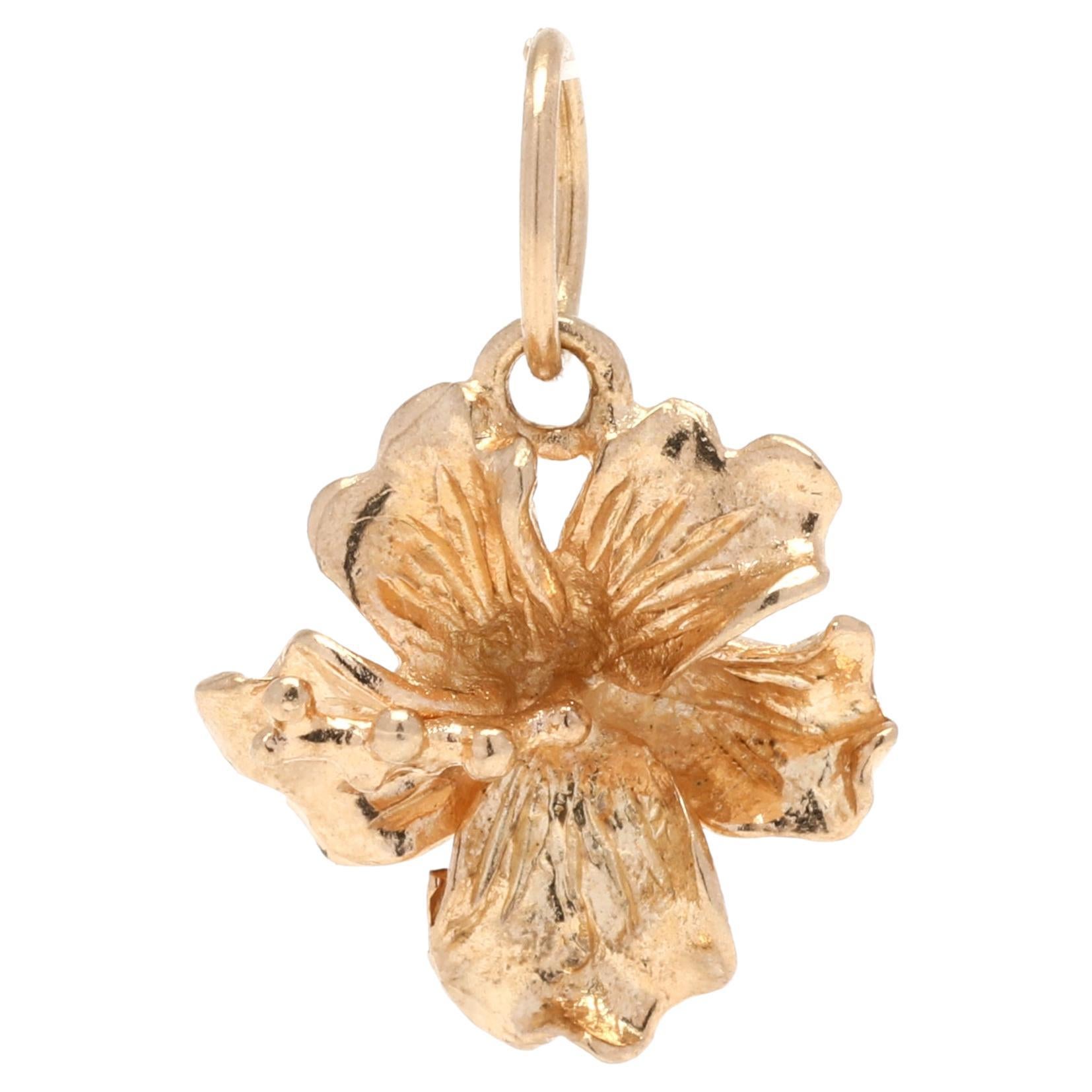 Mini Gold Lily Charm, 14k Yellow Gold, Small Gold Flower Charm For Sale ...