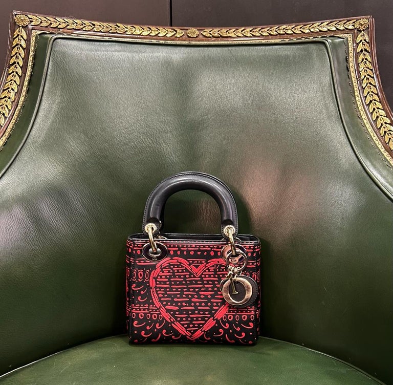 Mini Lady DIOR Limited Edition Handbag in Navy Blue and Red Leather at ...