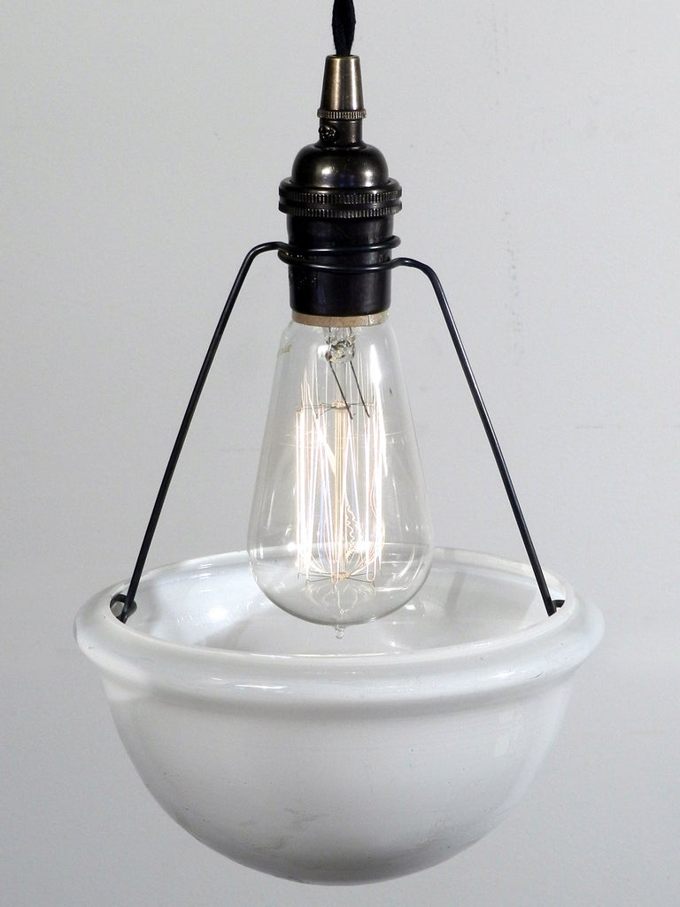 Mini Milk Glass Pendants For Sale at 1stDibs