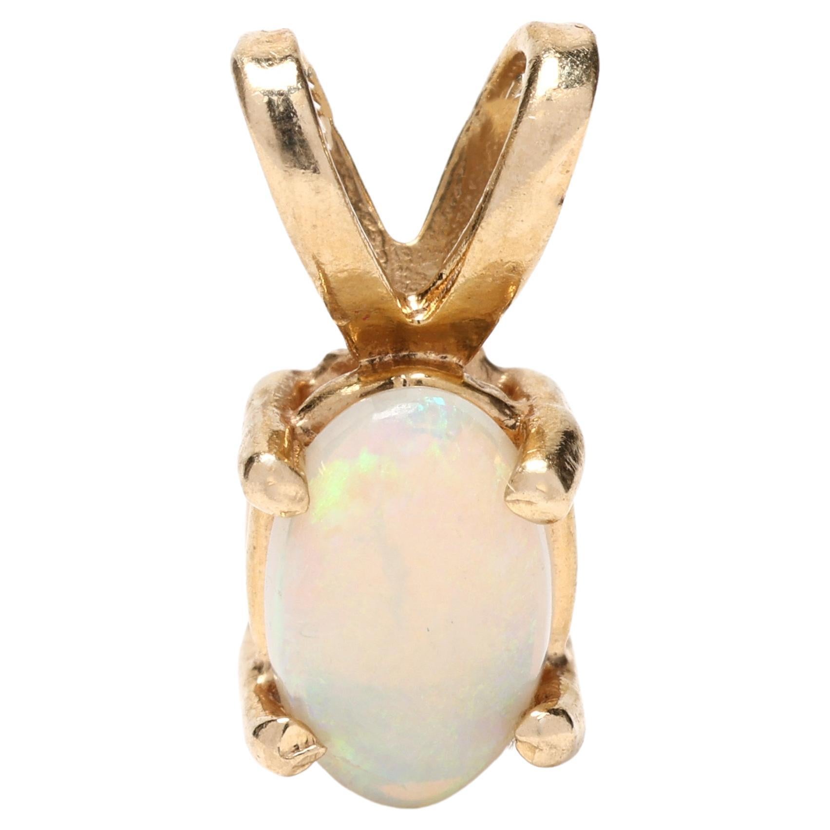 Mini Opal Charm, 14k Yellow Gold, Small Dainty Pendant Charm, Teeny ...