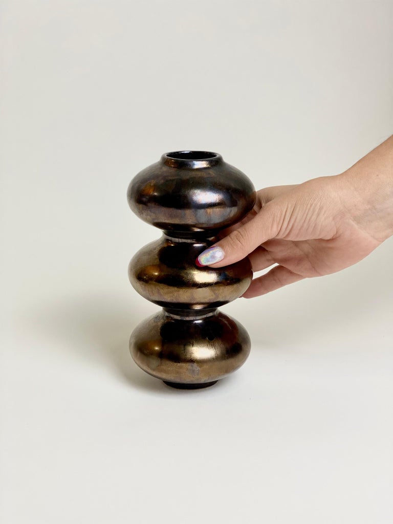 Mini Organic Modern Ceramic Wave Form Vase in Bronze Glaze by Forma ...