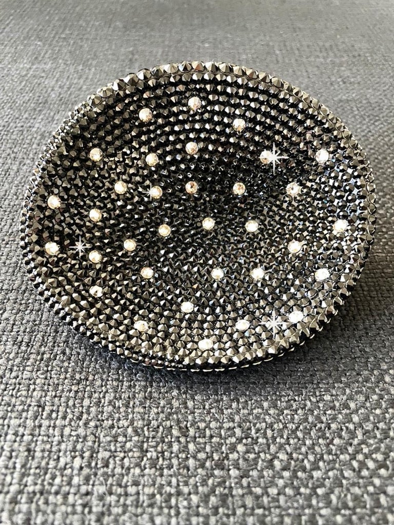 Mini Oval Dish Jet and Silvershade Dots For Sale at 1stDibs