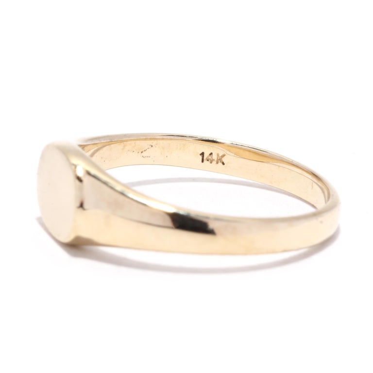 Mini Oval Pinky Signet Ring, 14K Yellow Gold, Ring, Child's Signet Ring ...