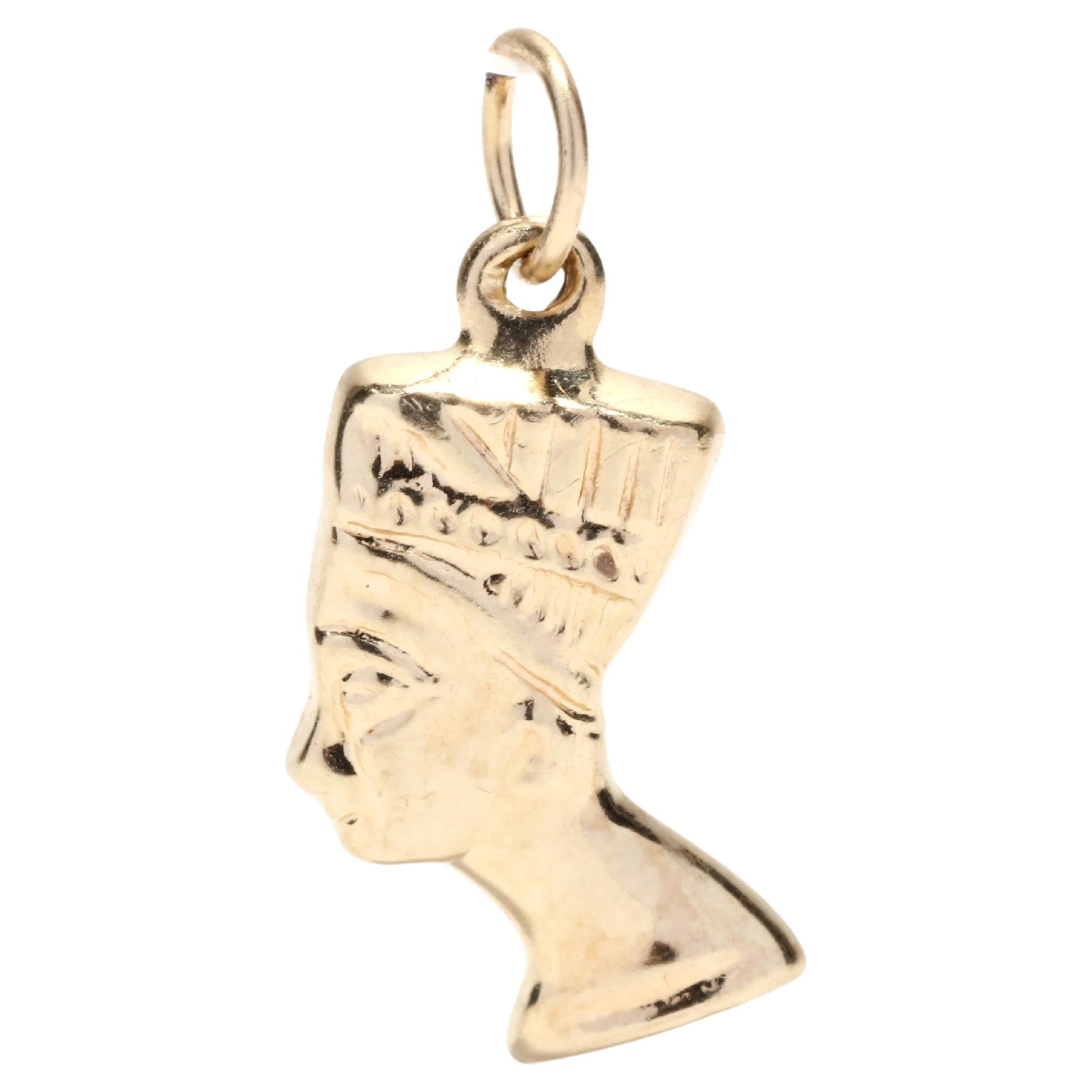 Mini Pharaoh Head Charm, 14K Yellow Gold, Egyptian Travel Charm at ...