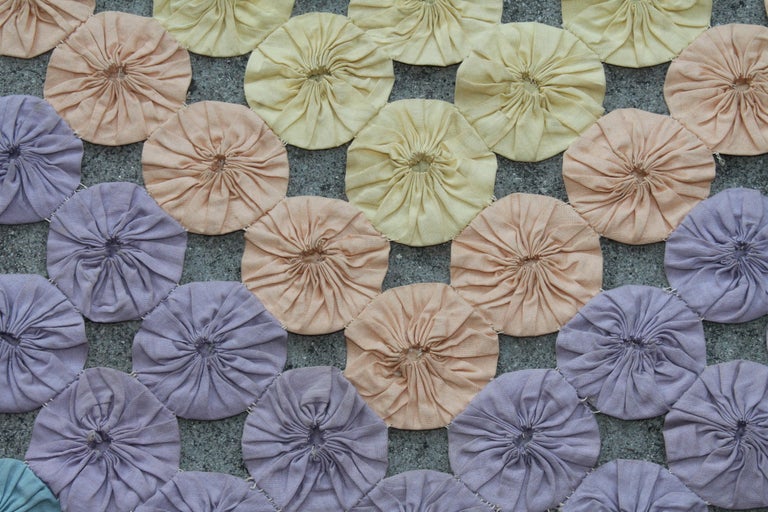 Mini Pieced Diamond in a Square YoYo Quilt For Sale at 1stDibs