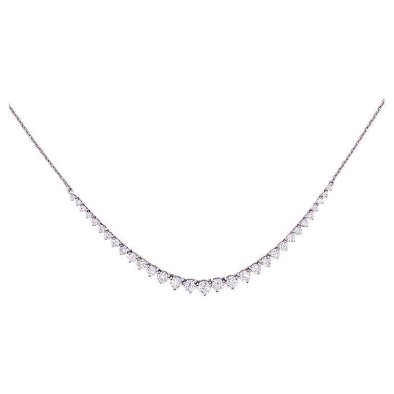 Mini-Riviera Tennis Necklace 1.62 Carats Graduated Diamonds in 14k ...