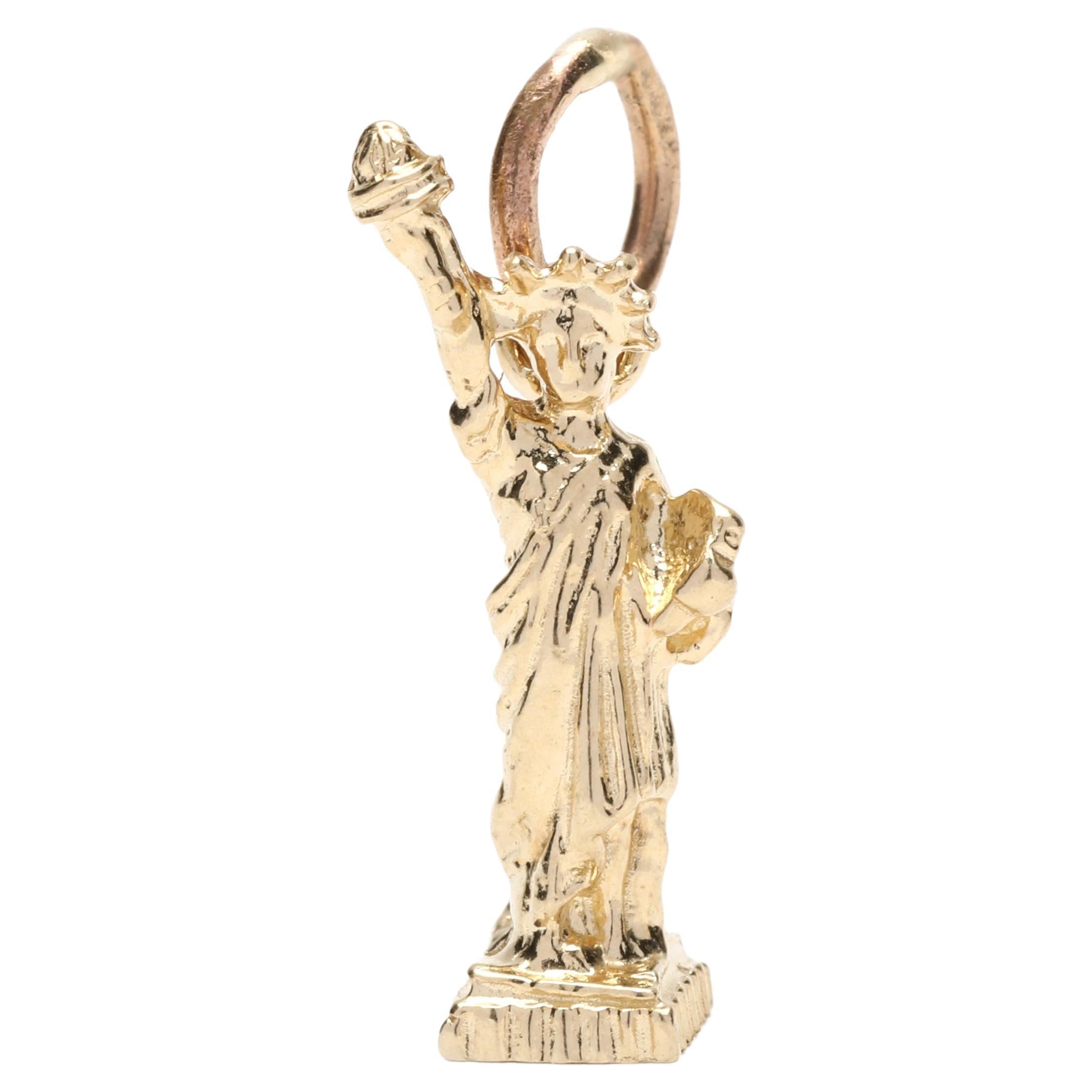 Mini Statue of Liberty Charm, 14k Yellow Gold, Small Gold For Sale at ...