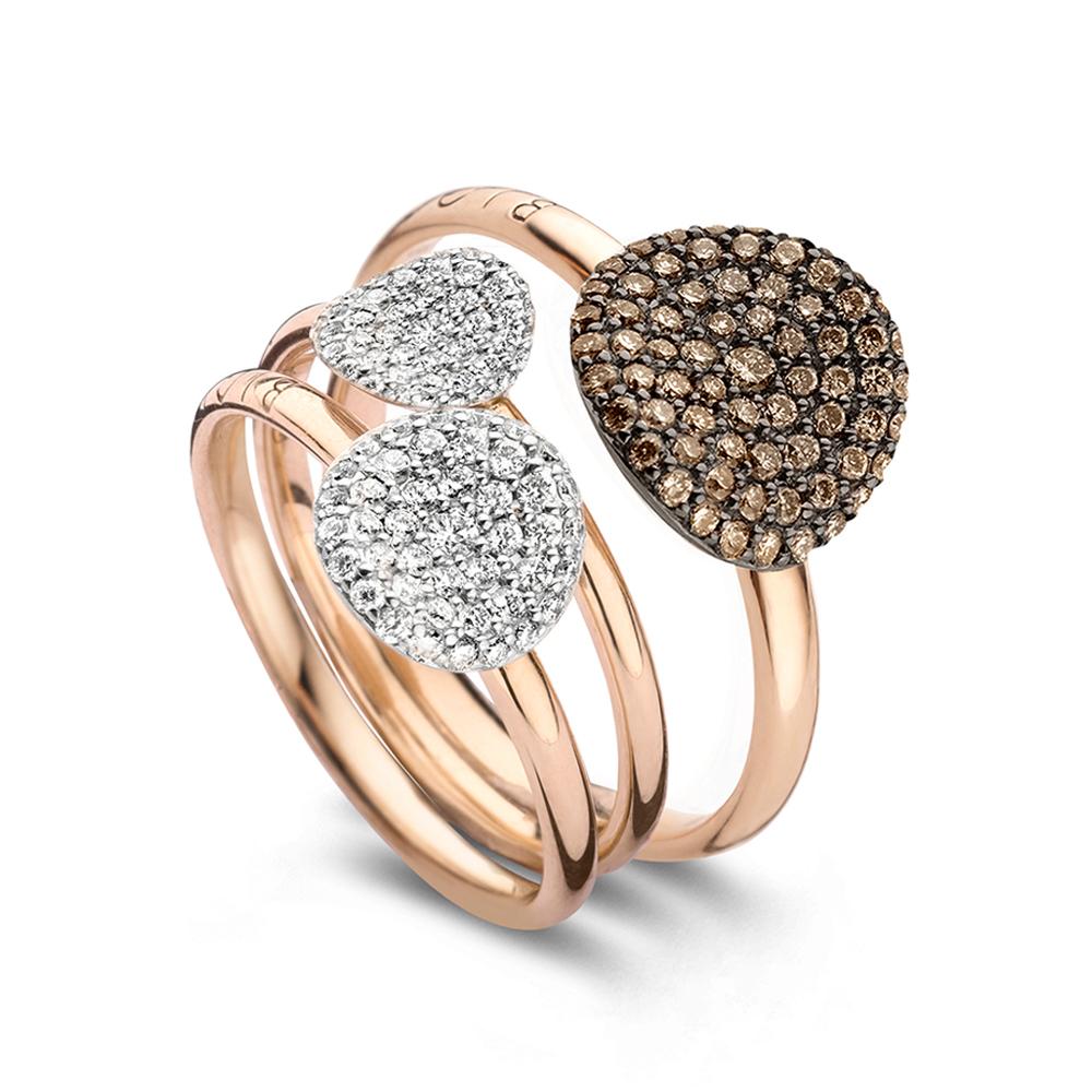 Customizable Mini Waves Ring in 18kt Rose and White Gold with White ...