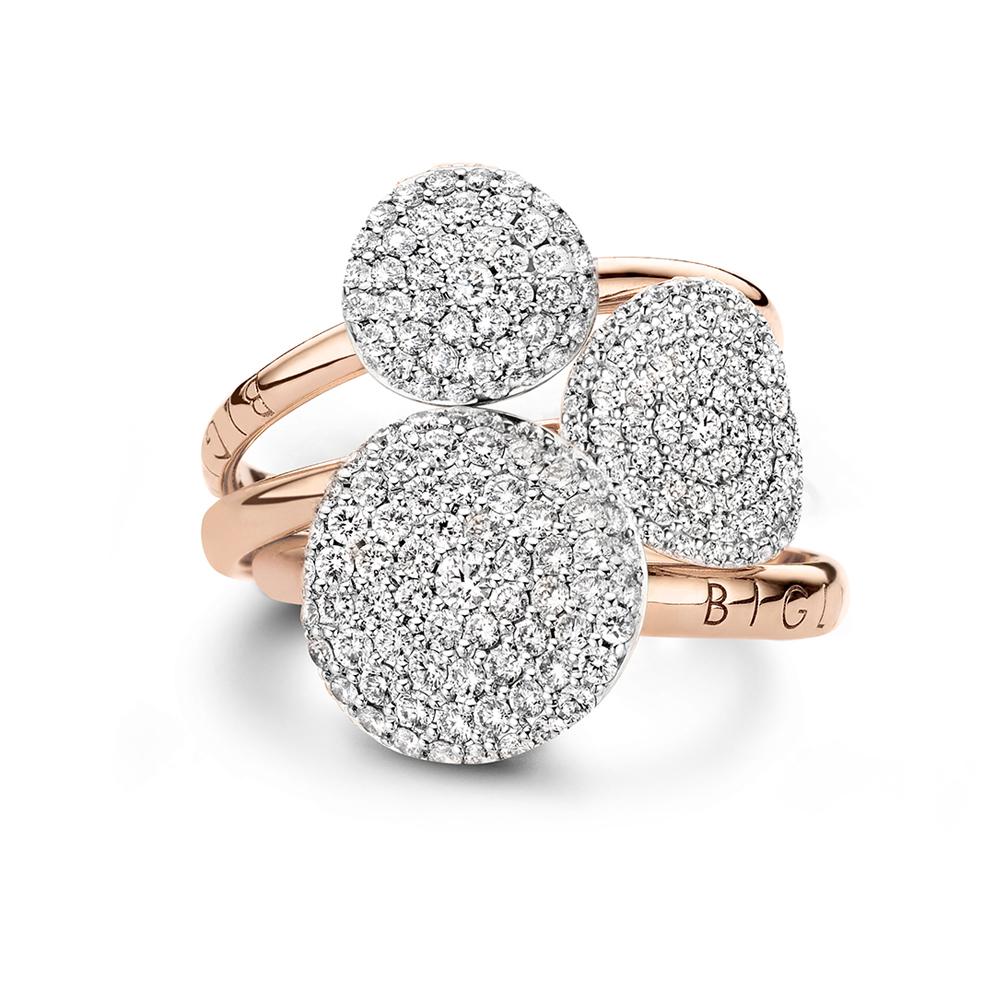 Customizable Mini Waves Ring in 18kt Rose and White Gold with White Diamonds For Sale at 1stDibs