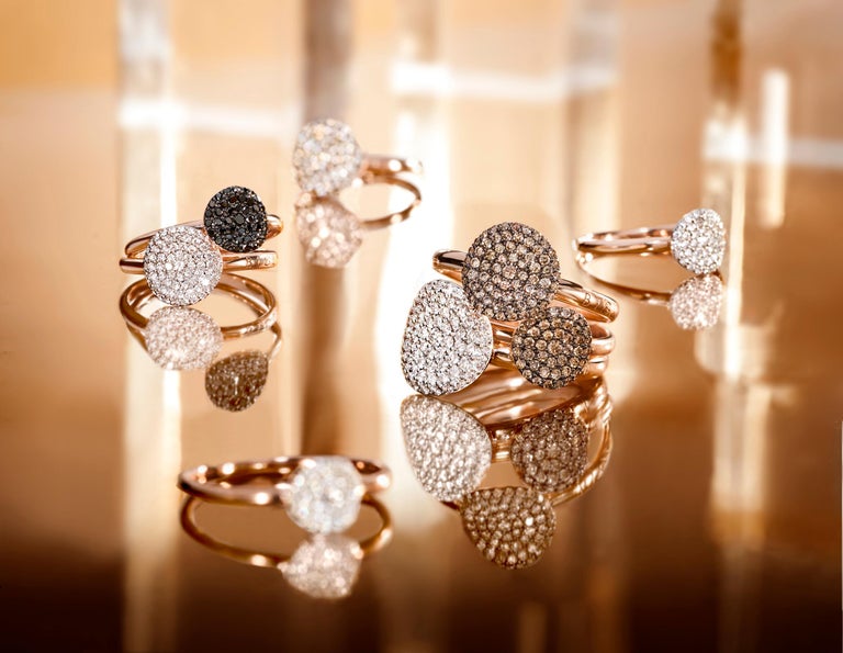 Customizable Mini Waves Ring in 18kt Rose Gold with Brown Diamonds and ...