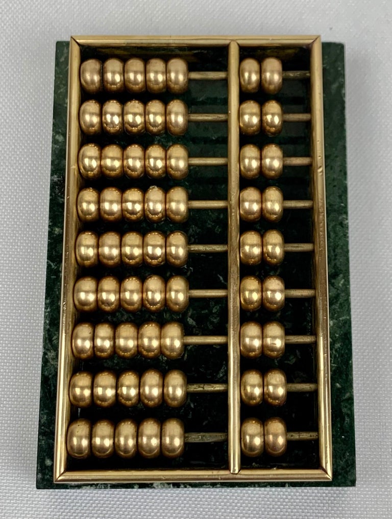 Miniature Abacus-Green Marble and Brass at 1stDibs