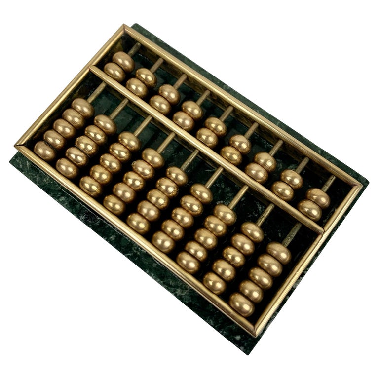 Miniature Abacus-Green Marble and Brass at 1stDibs