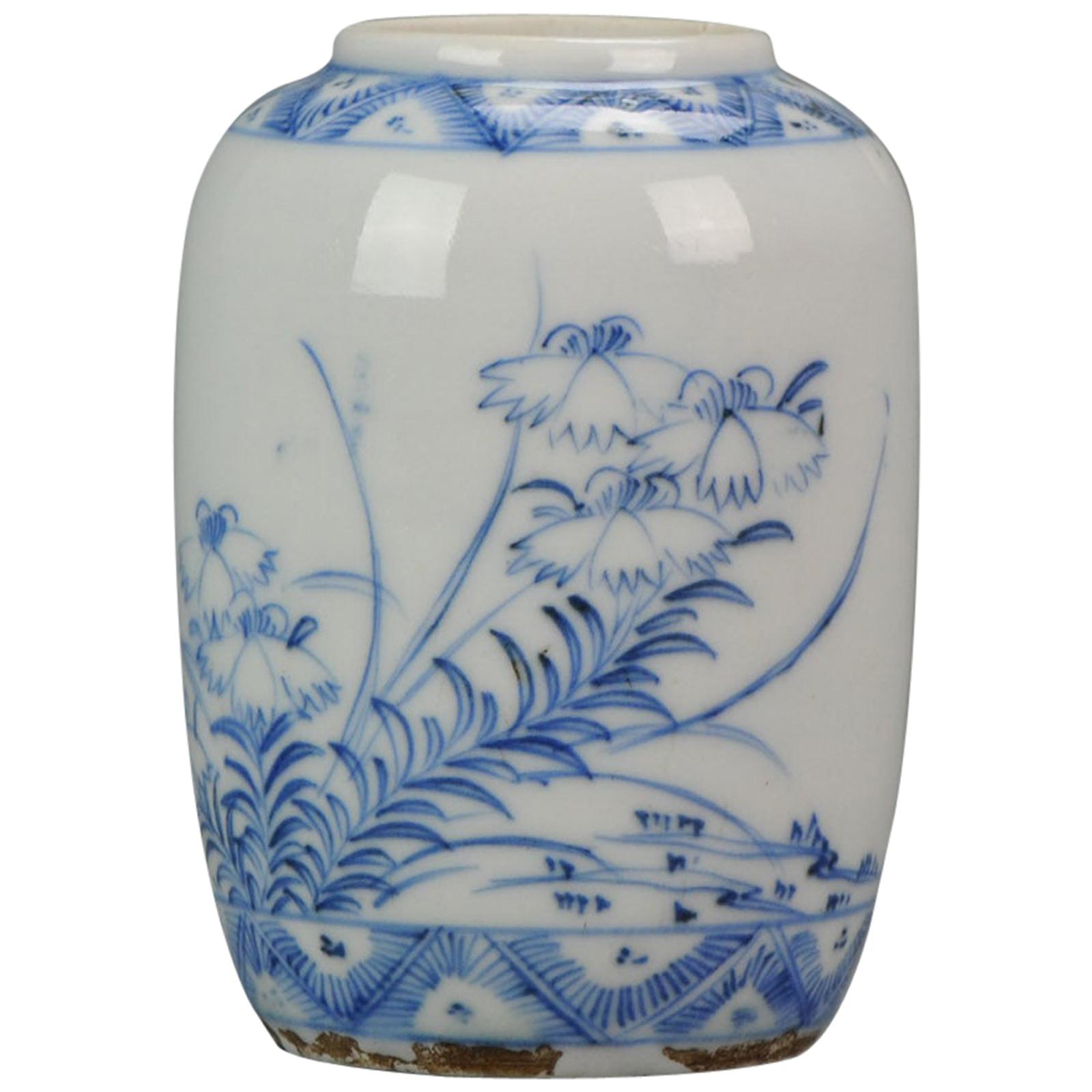 Miniature Antique Chinese Porcelain Ming Period Vase / Pot Flowers Bird ...