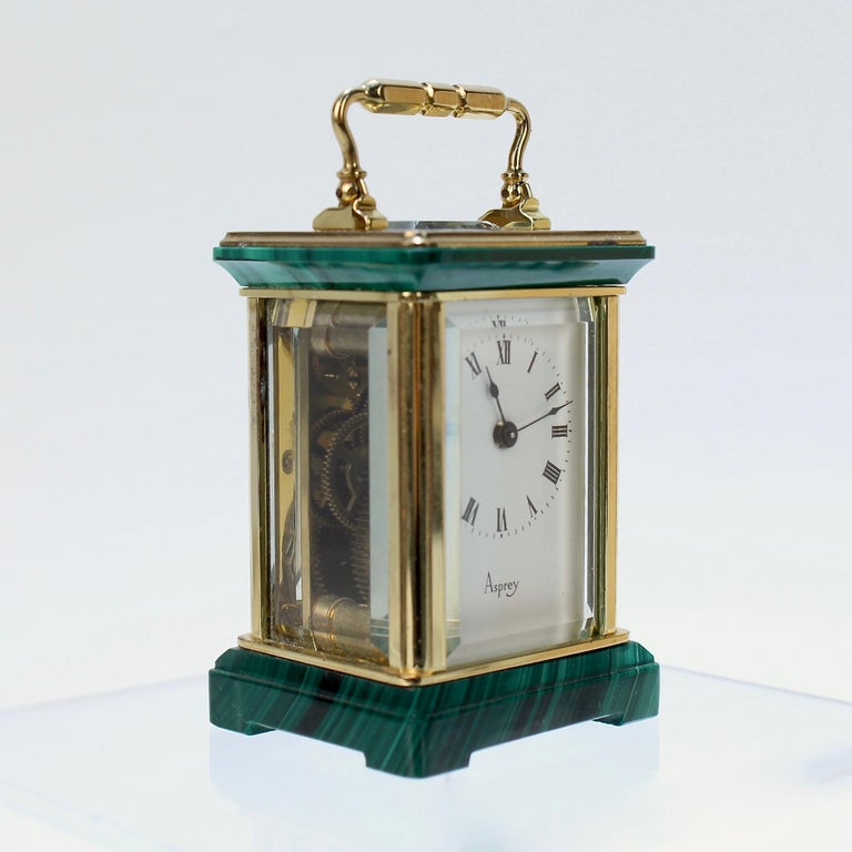 Miniature Asprey Brass and Malachite Miniature Carriage Clock at ...