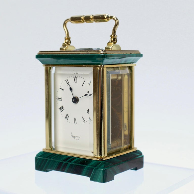 Miniature Asprey Brass and Malachite Miniature Carriage Clock at ...