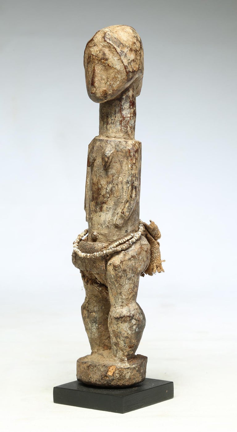 Miniature Baule Divination Female Figure, White Kaolin and Beads Cote d ...