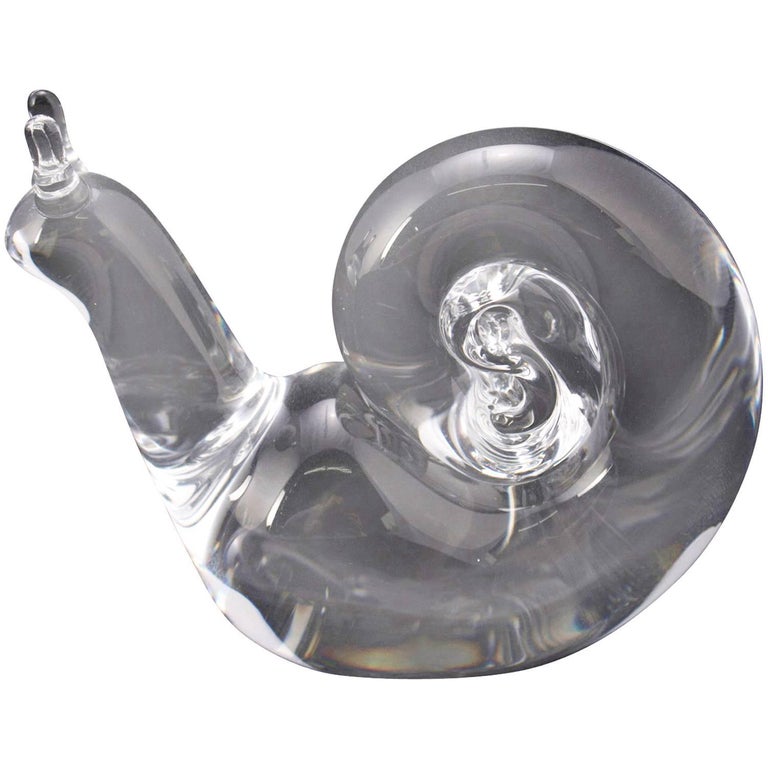 Miniature Figural Steuben Crystal Snail Sculpture, Signed, 20th Century ...