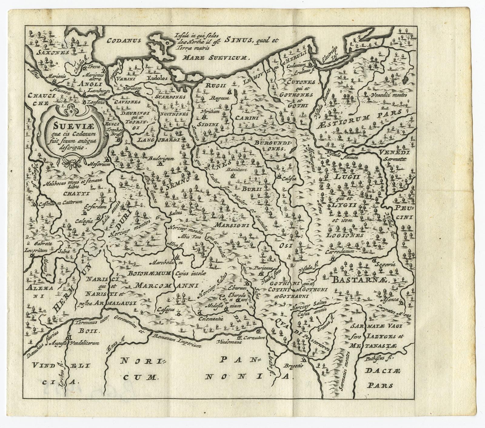 Miniature Map of Swabia, a Mediaeval Duchy in South-West Germany and ...