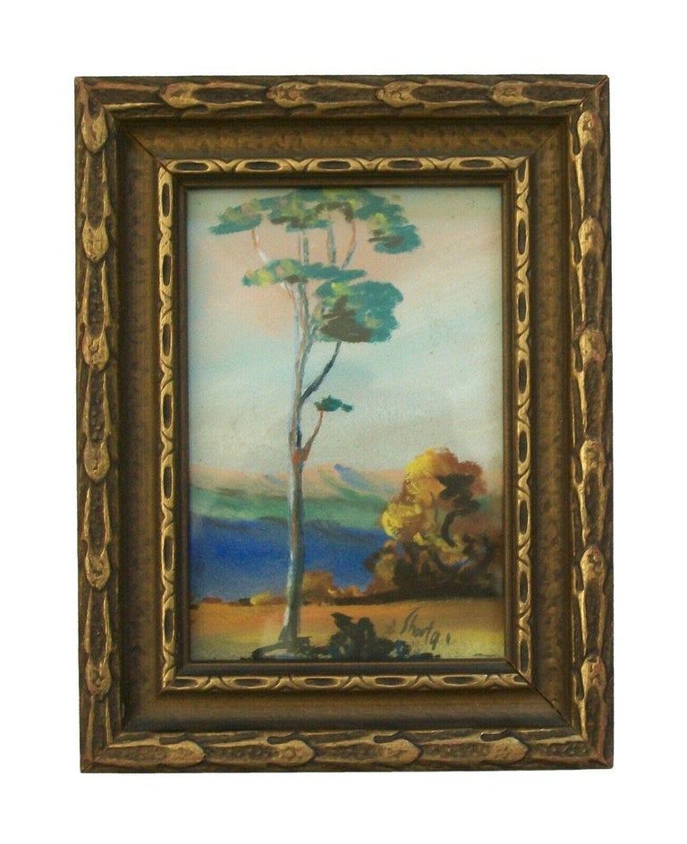 Miniature Pair of American Impressionist Framed Landscape Paintings ...