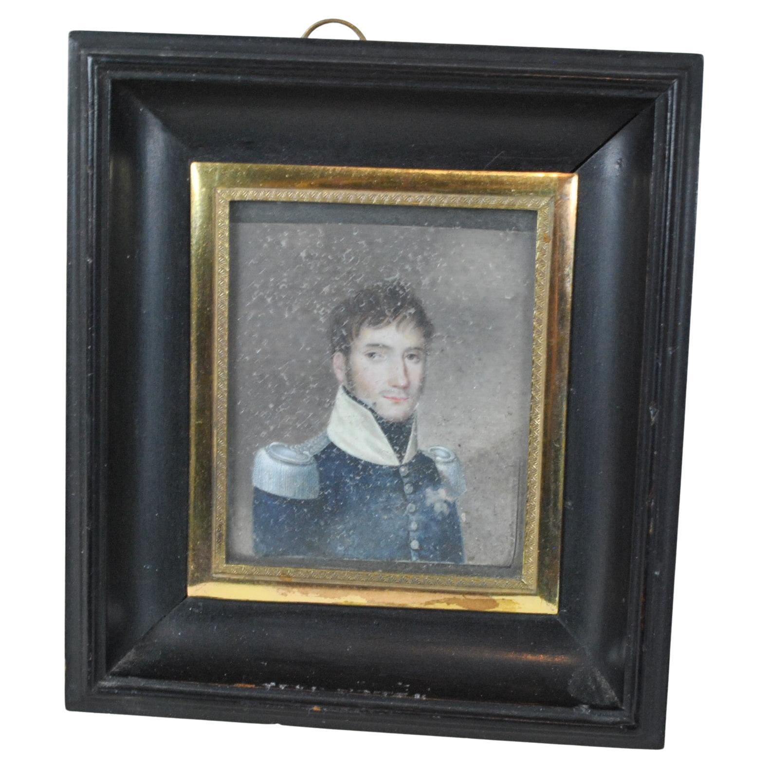 Miniature, Portrait Of Young Man, XIXth Century For Sale at 1stDibs