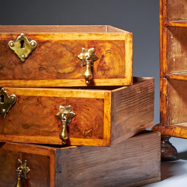 Miniature William and Mary 17th Century Diminutive Olive Oyster Chest ...