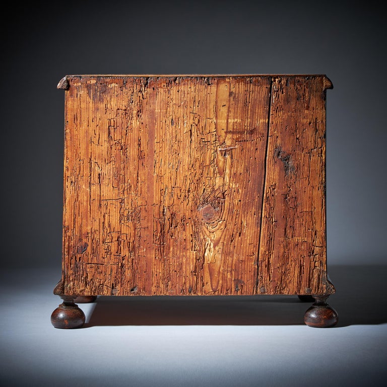 Miniature William and Mary 17th Century Diminutive Olive Oyster Chest ...
