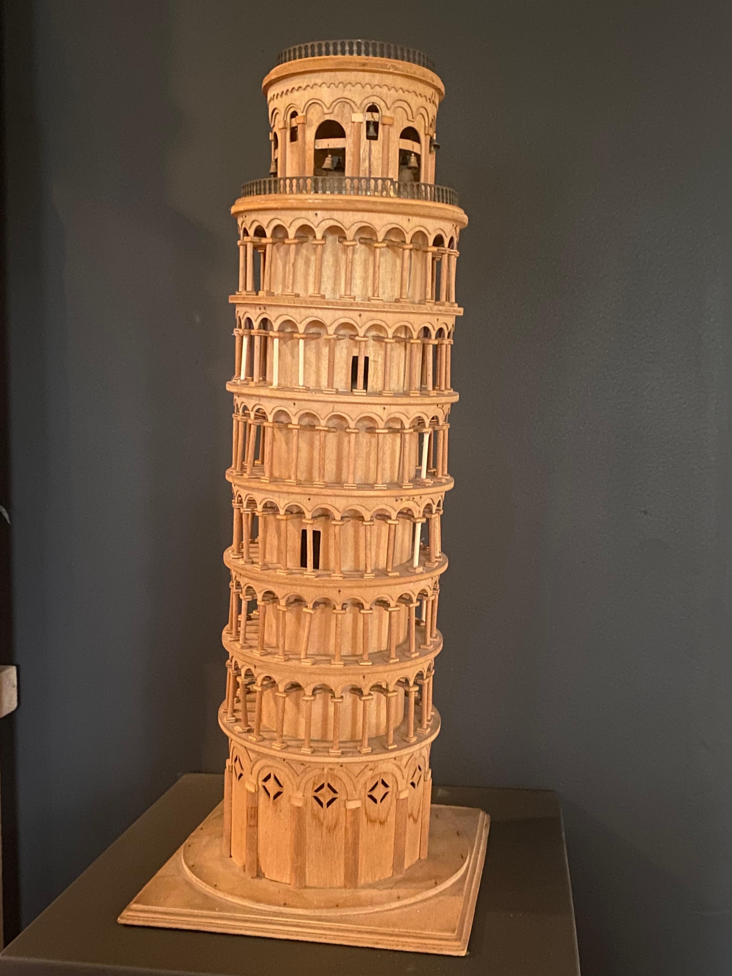 Miniature Wooden Model Of the Pisa Tower For Sale at 1stDibs