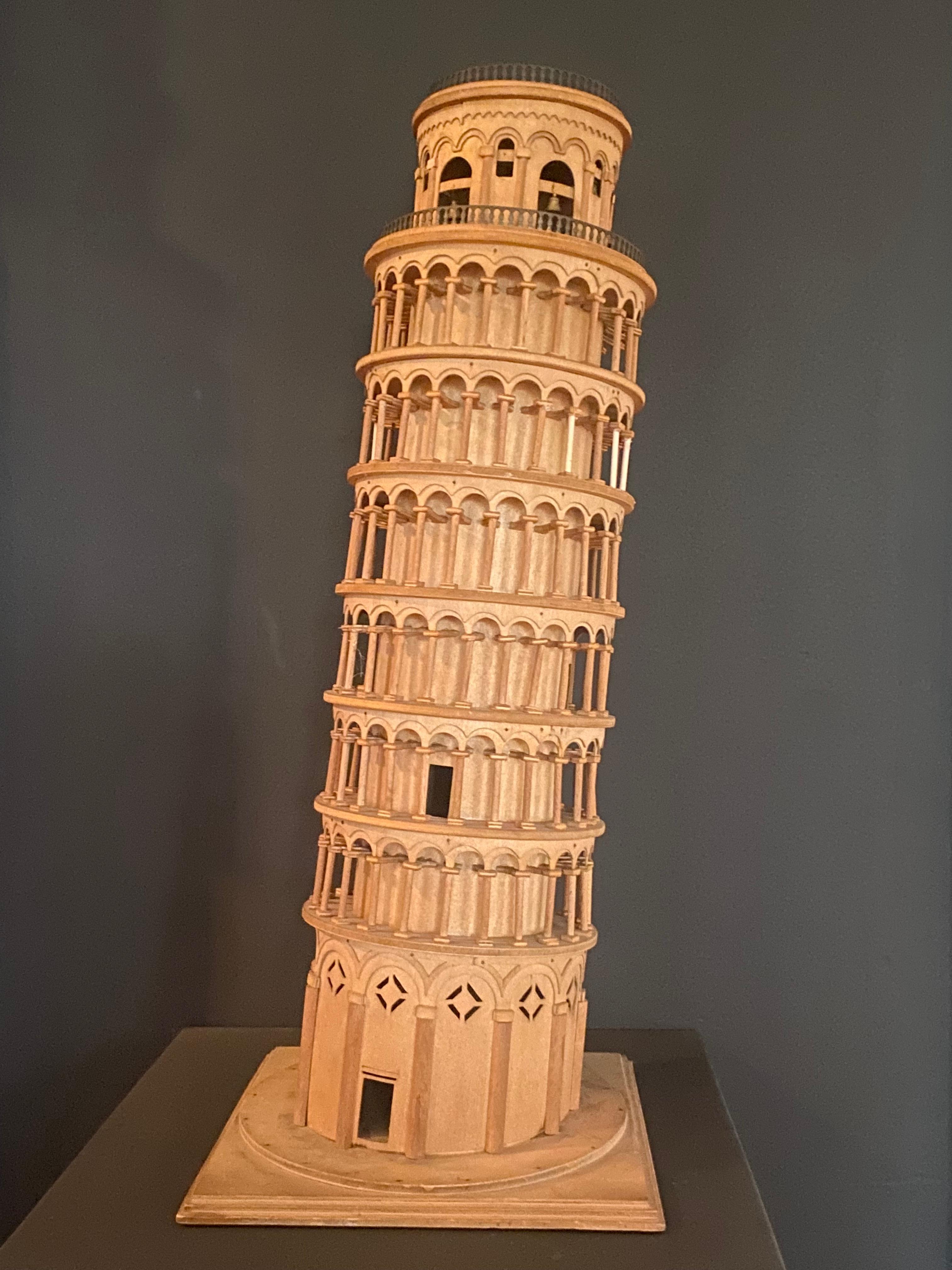 Miniature Wooden Model Of the Pisa Tower For Sale at 1stDibs