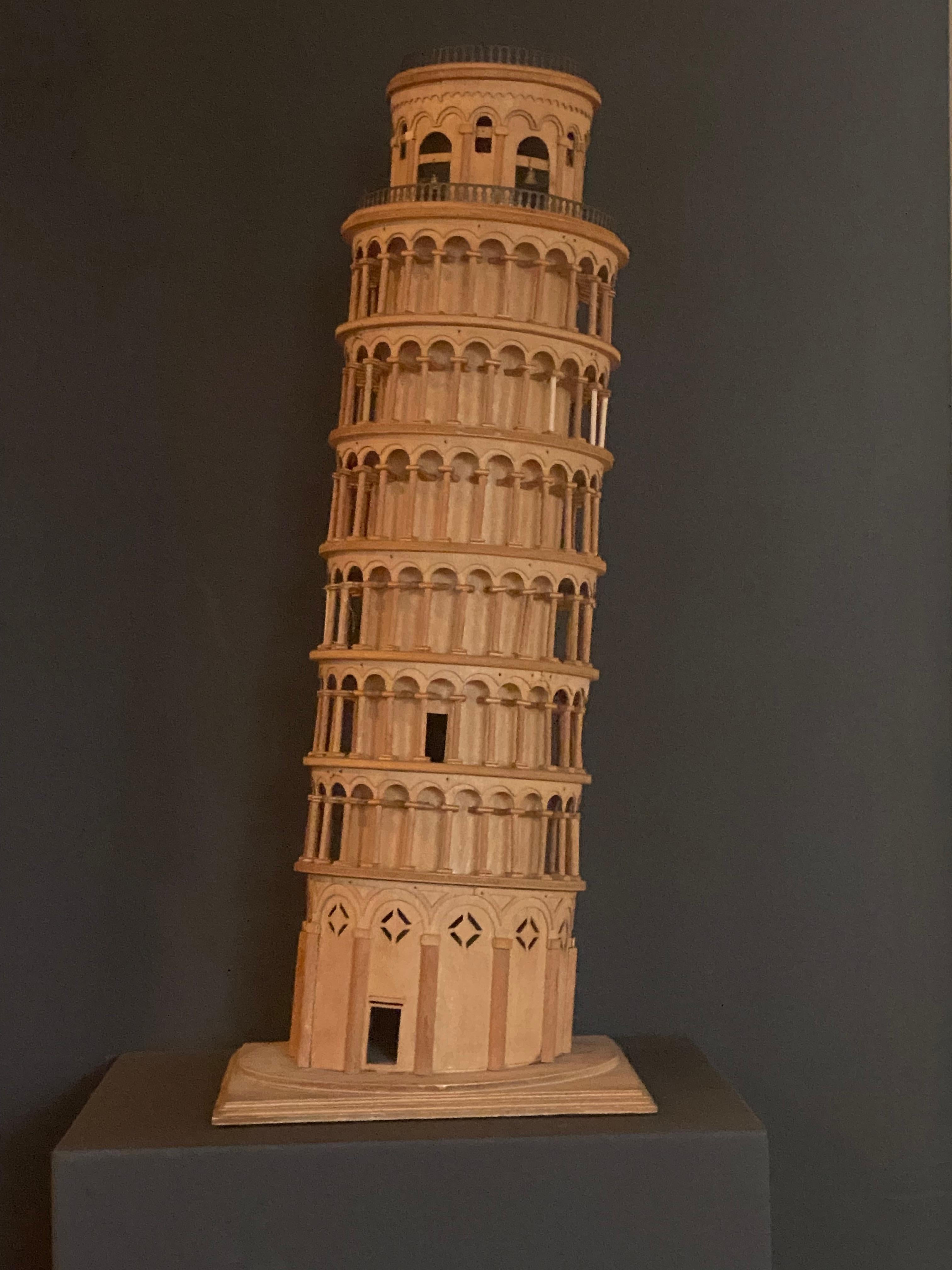 Miniature Wooden Model Of the Pisa Tower For Sale at 1stDibs