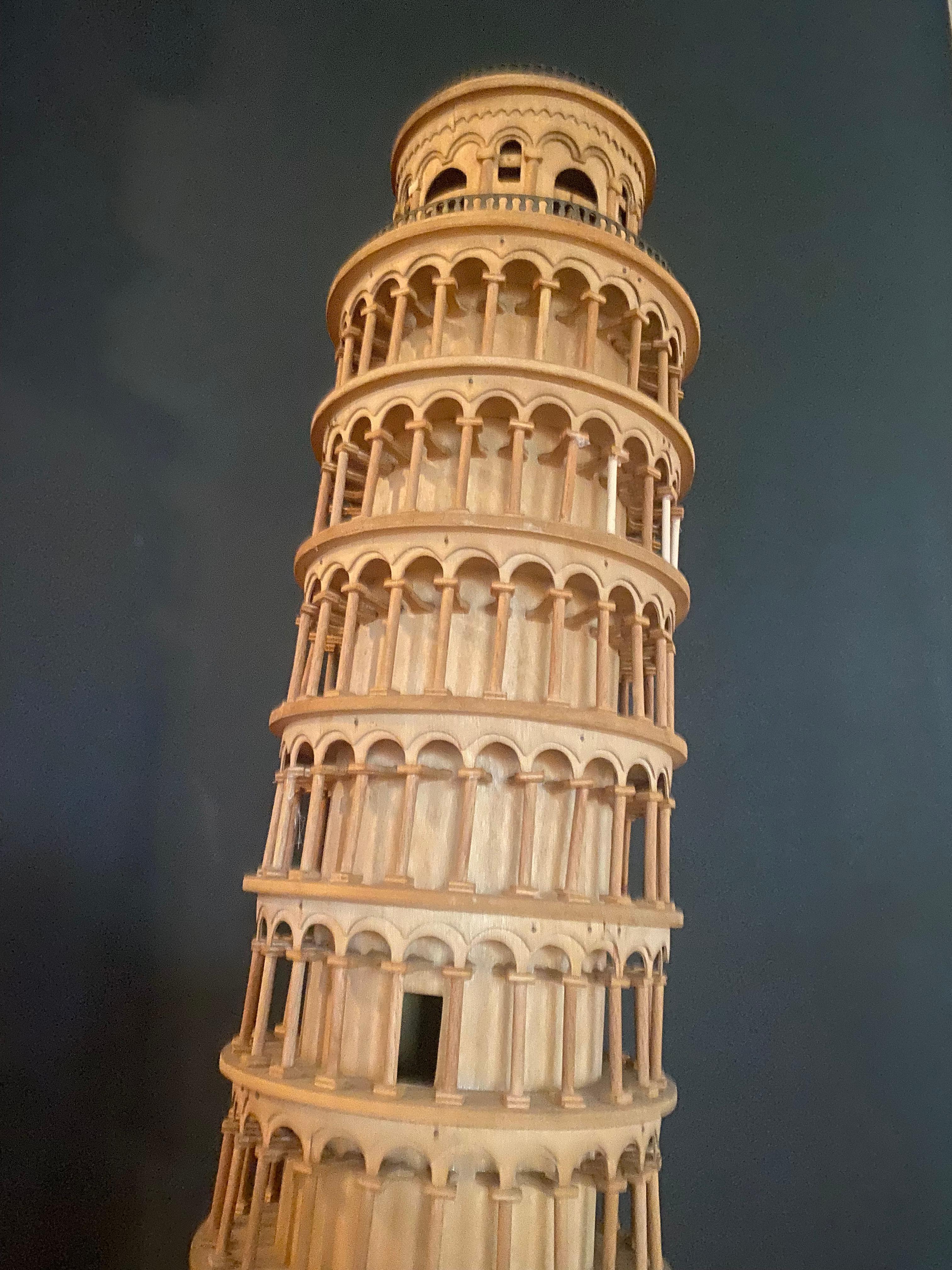 Miniature Wooden Model Of the Pisa Tower For Sale at 1stDibs