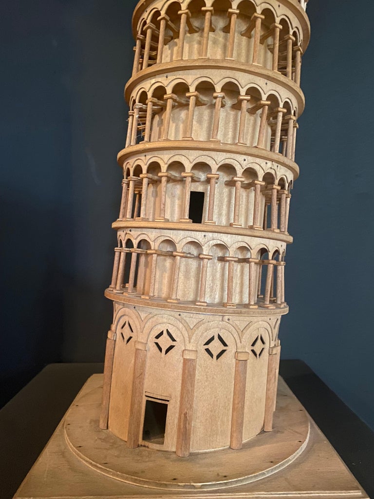 Miniature Wooden Model Of the Pisa Tower For Sale at 1stDibs