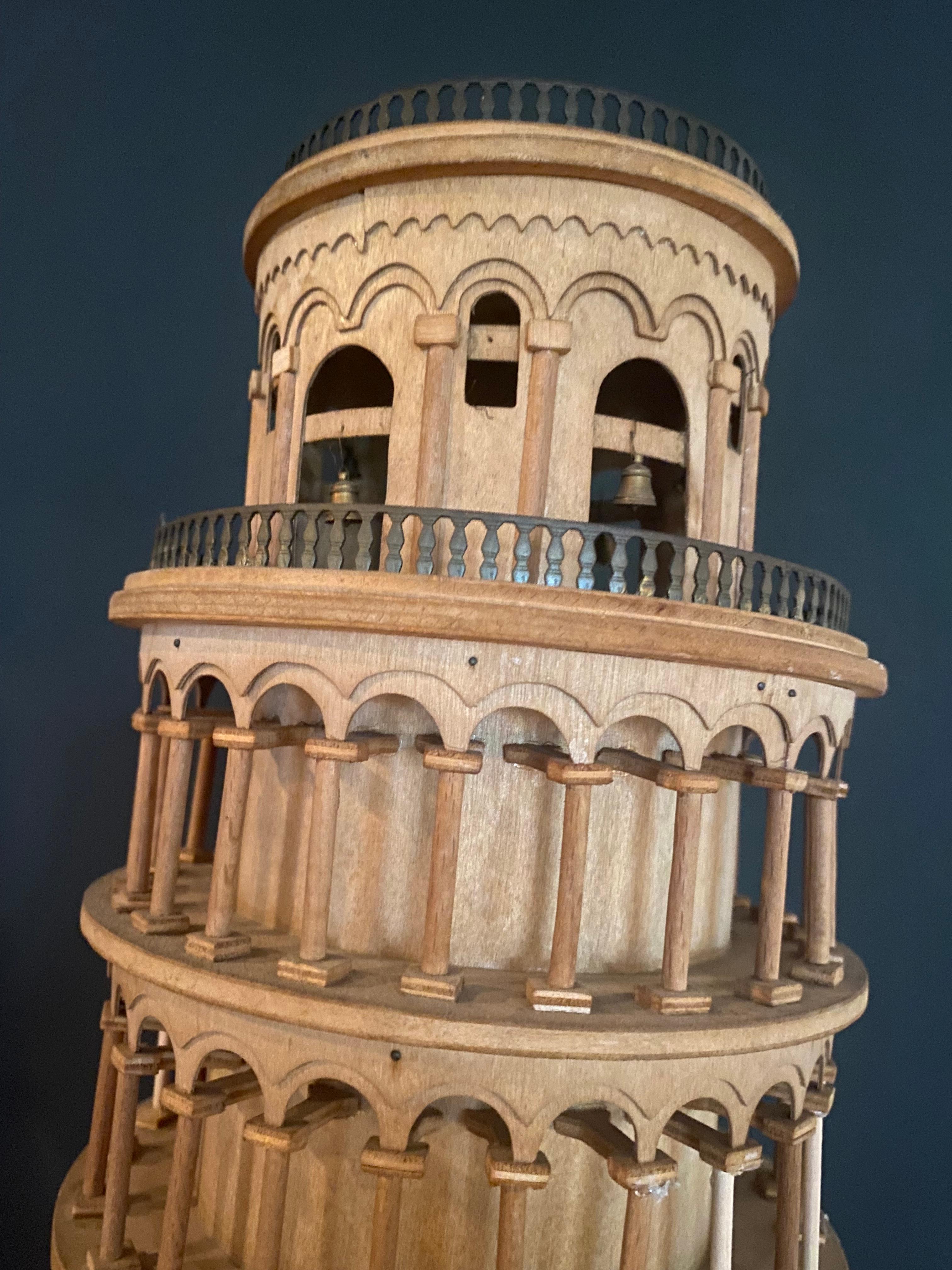 Miniature Wooden Model Of the Pisa Tower For Sale at 1stDibs