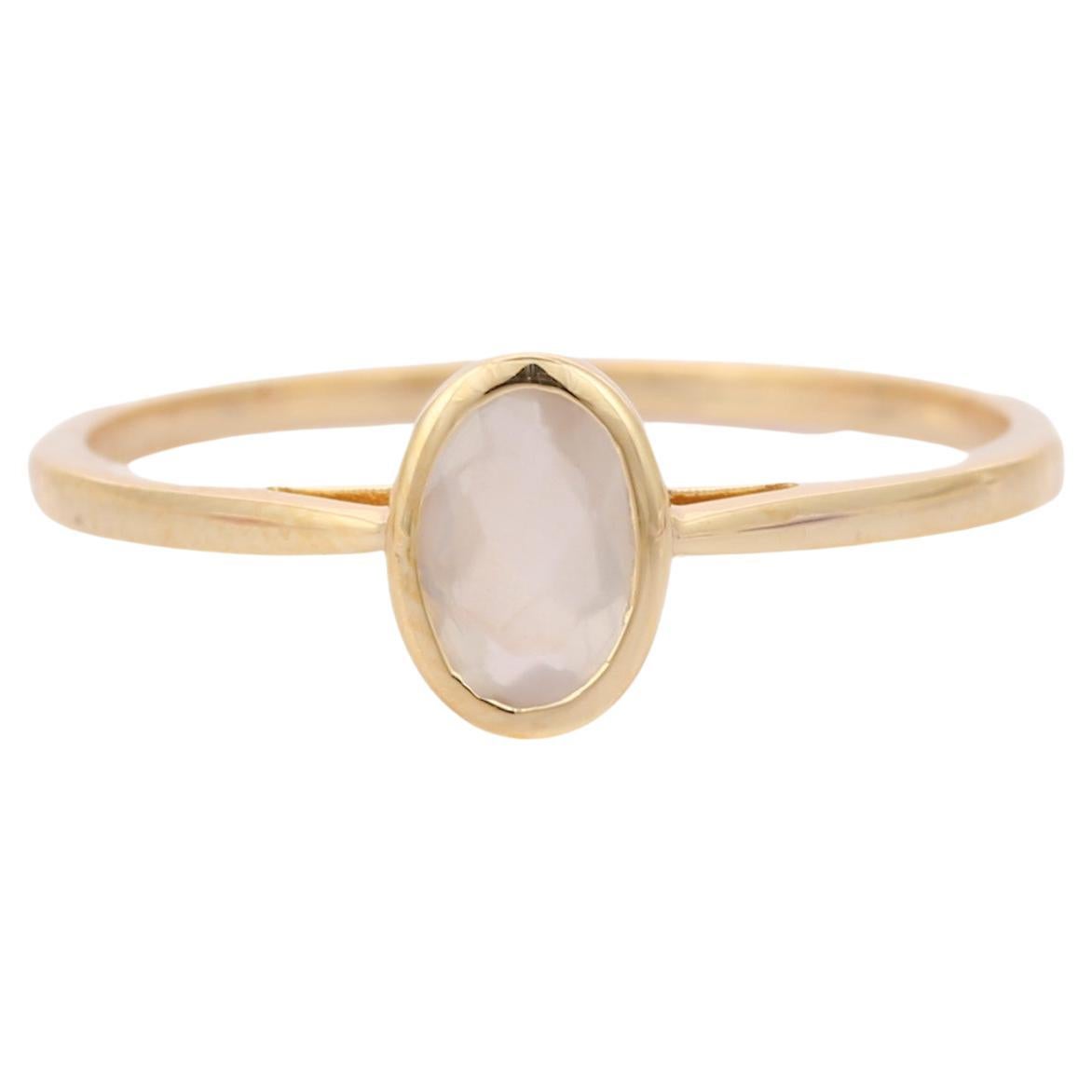 Customizable Minimal 14k Yellow Gold Mounted Moonstone Ring For Her ...