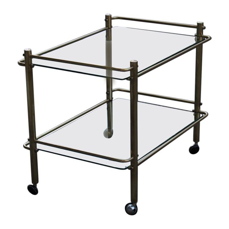 Minimal Bar Cart Italian Design Gold Brass 1970s Glass Transparent Top ...