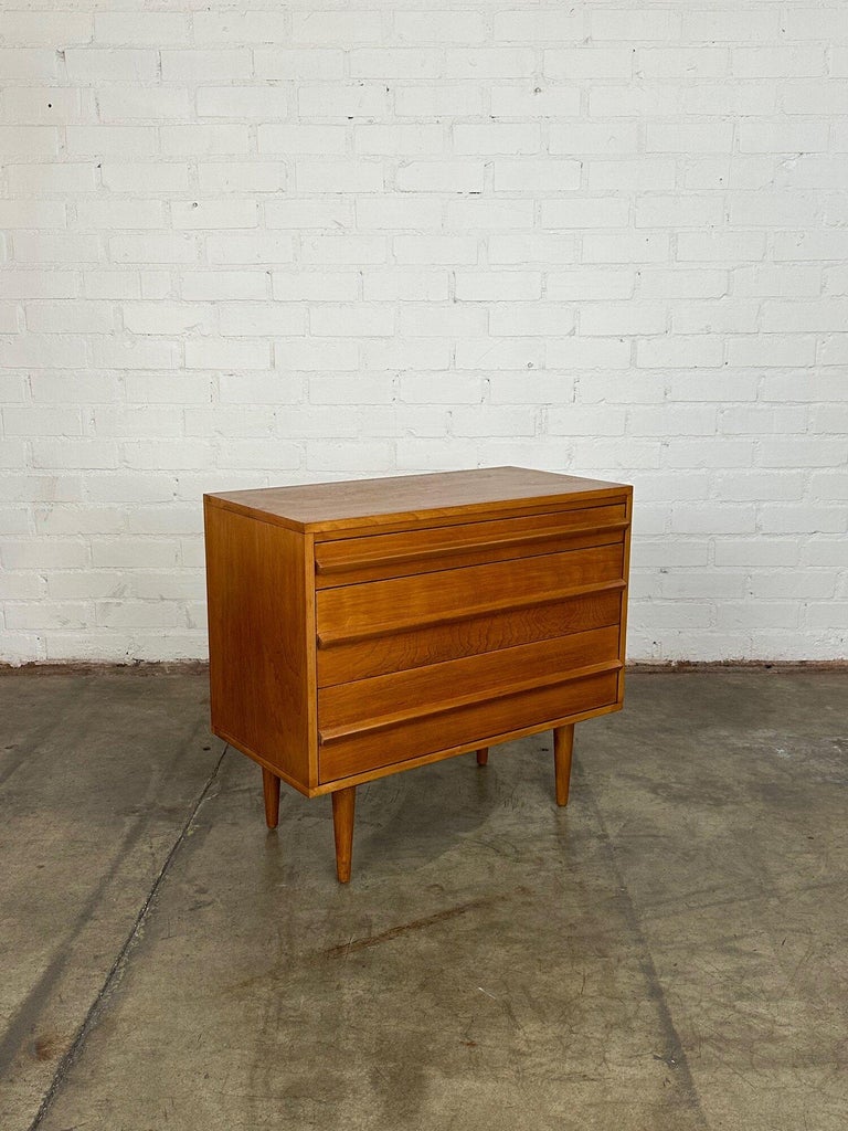 Minimal Chest of Drawers with Sculpted Pulls For Sale at 1stDibs