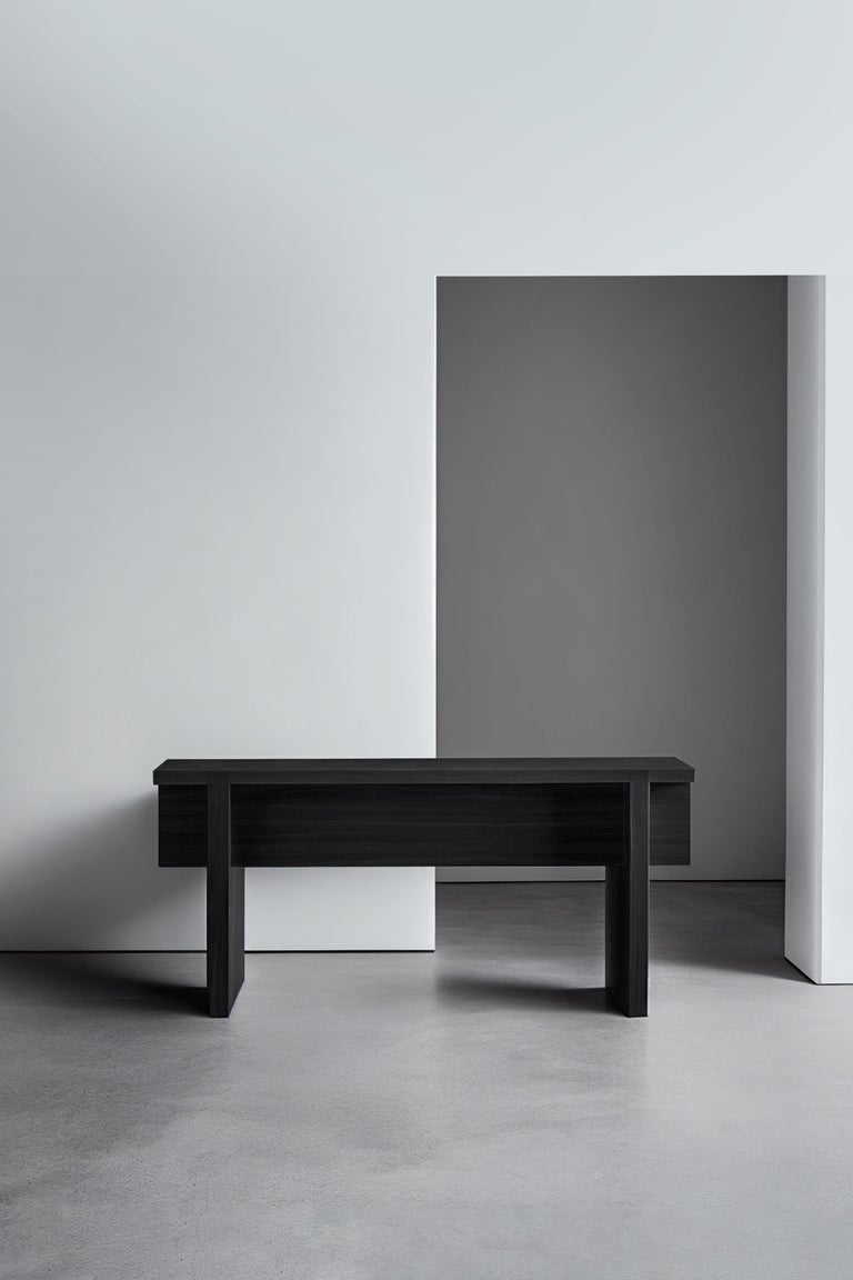 Minimal Console Table, Sideboard Made of Black Tinted Oak Wood, Narrow ...