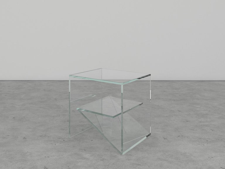 Minimal Glass Side Table For Sale at 1stDibs