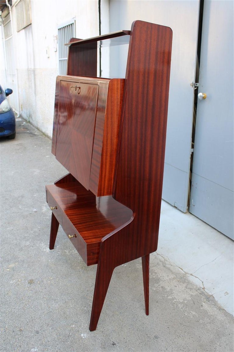 Minimal Italian Mid-Century Geometric Cabinet Bar Mahogany Dassi Milano ...