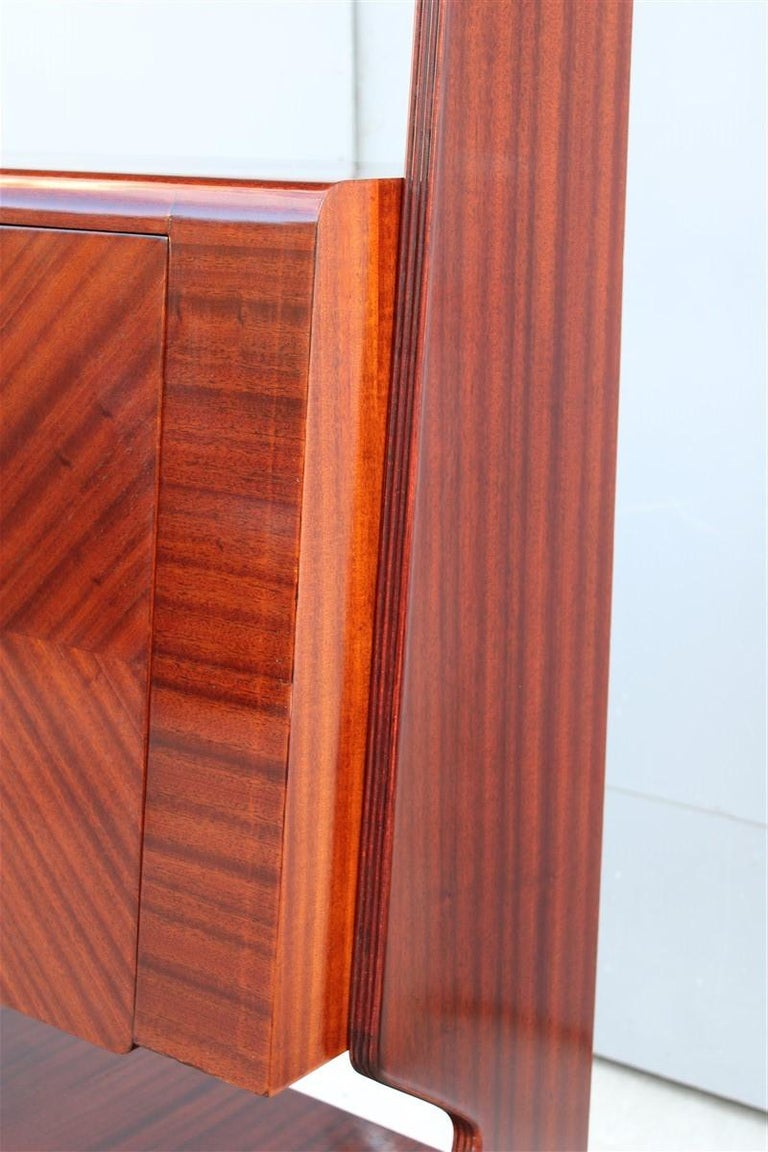 Minimal Italian Mid-Century Geometric Cabinet Bar Mahogany Dassi Milano ...