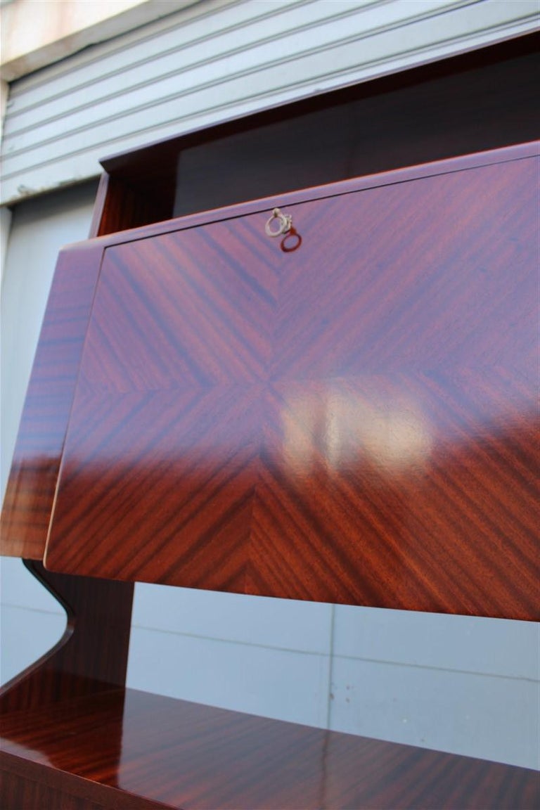 Minimal Italian Mid-Century Geometric Cabinet Bar Mahogany Dassi Milano ...