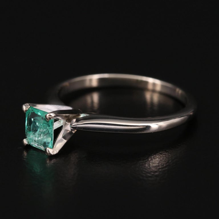 Customizable Minimal Solitaire Emerald Engagement Ring, Natural Emerald ...