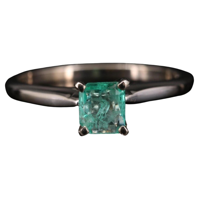 Customizable Minimal Solitaire Emerald Engagement Ring, Natural Emerald ...