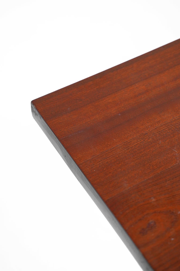 Minimal Stained Oak and Polished Steel Bench For Sale at 1stDibs