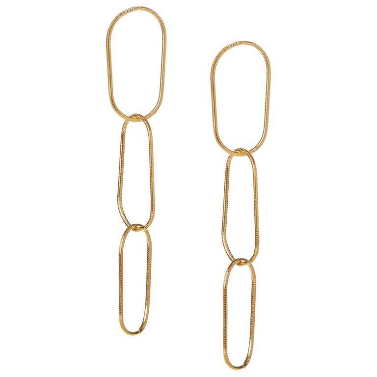 Earrings Snake Chain 18kGold-Plated Silver Large Hoop Shape Greek ...